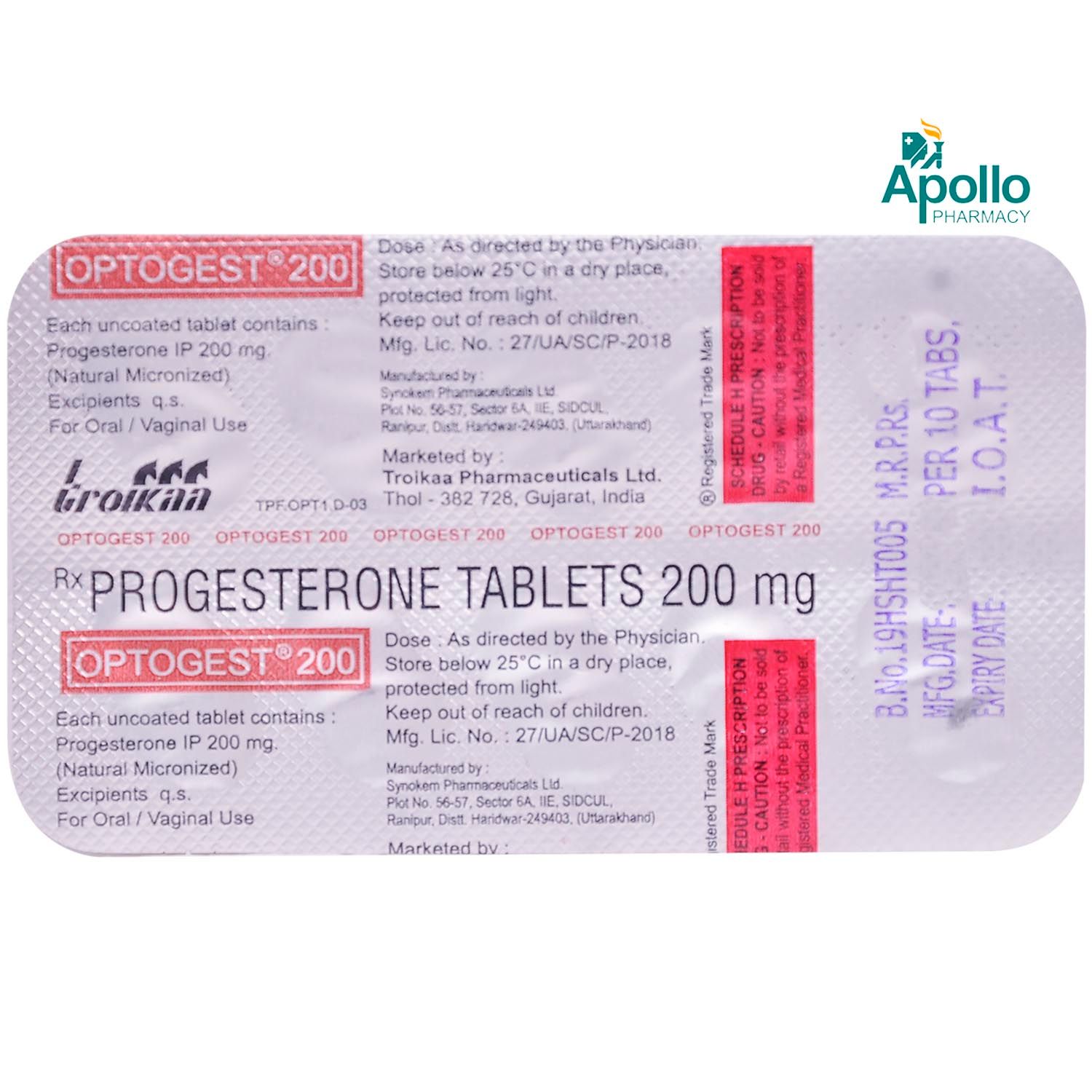 Optogest 200 Tablet 10's Price, Uses, Side Effects, Composition ...