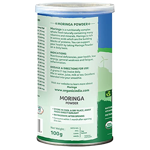 Organic India Moringa Powder, 100 gm Price, Uses, Side Effects ...