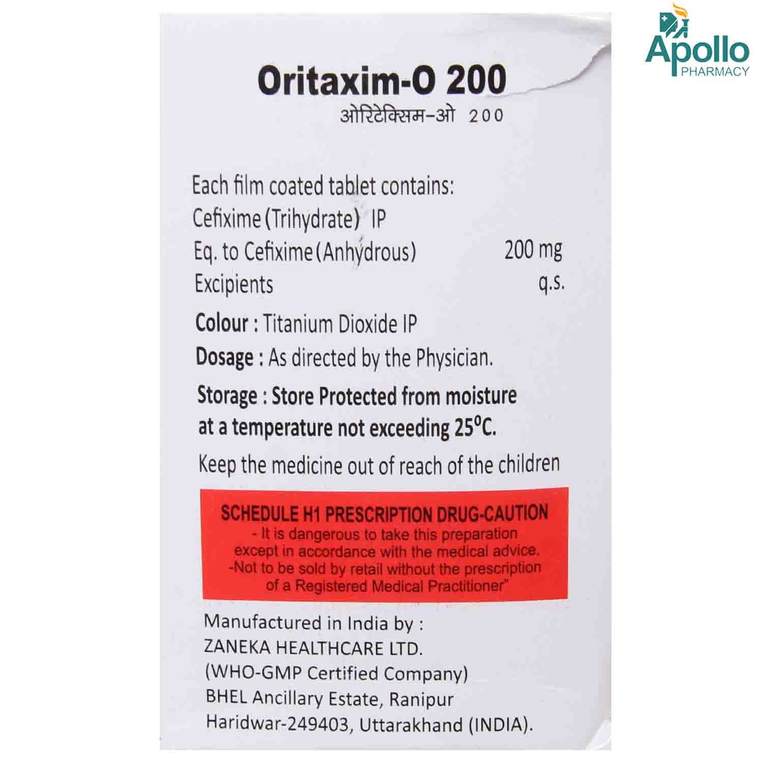 Oritaxim-O 200 Tablet 10's Price, Uses, Side Effects, Composition ...