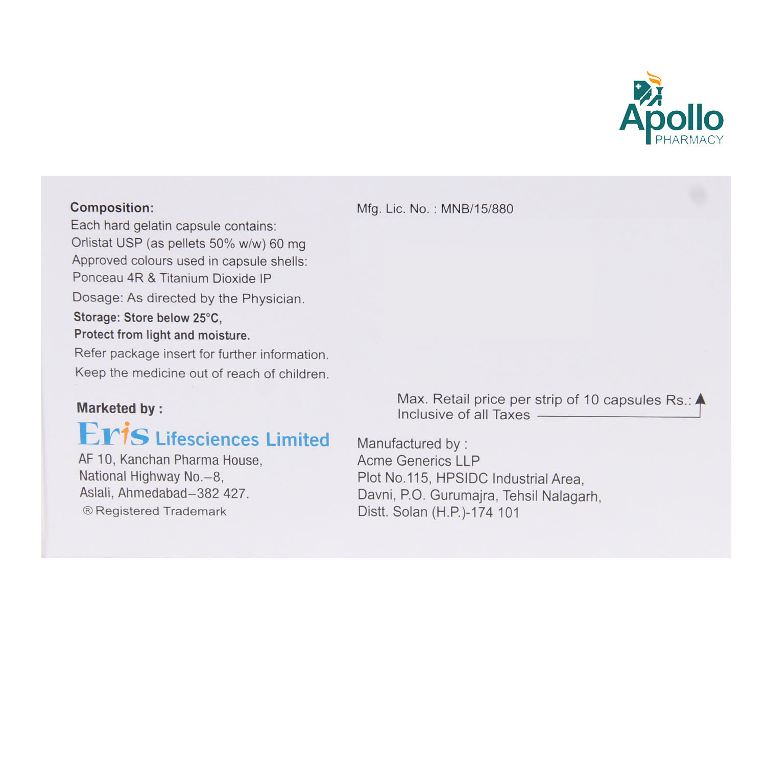 Orlean 60 Capsule 10's Price, Uses, Side Effects, Composition - Apollo ...