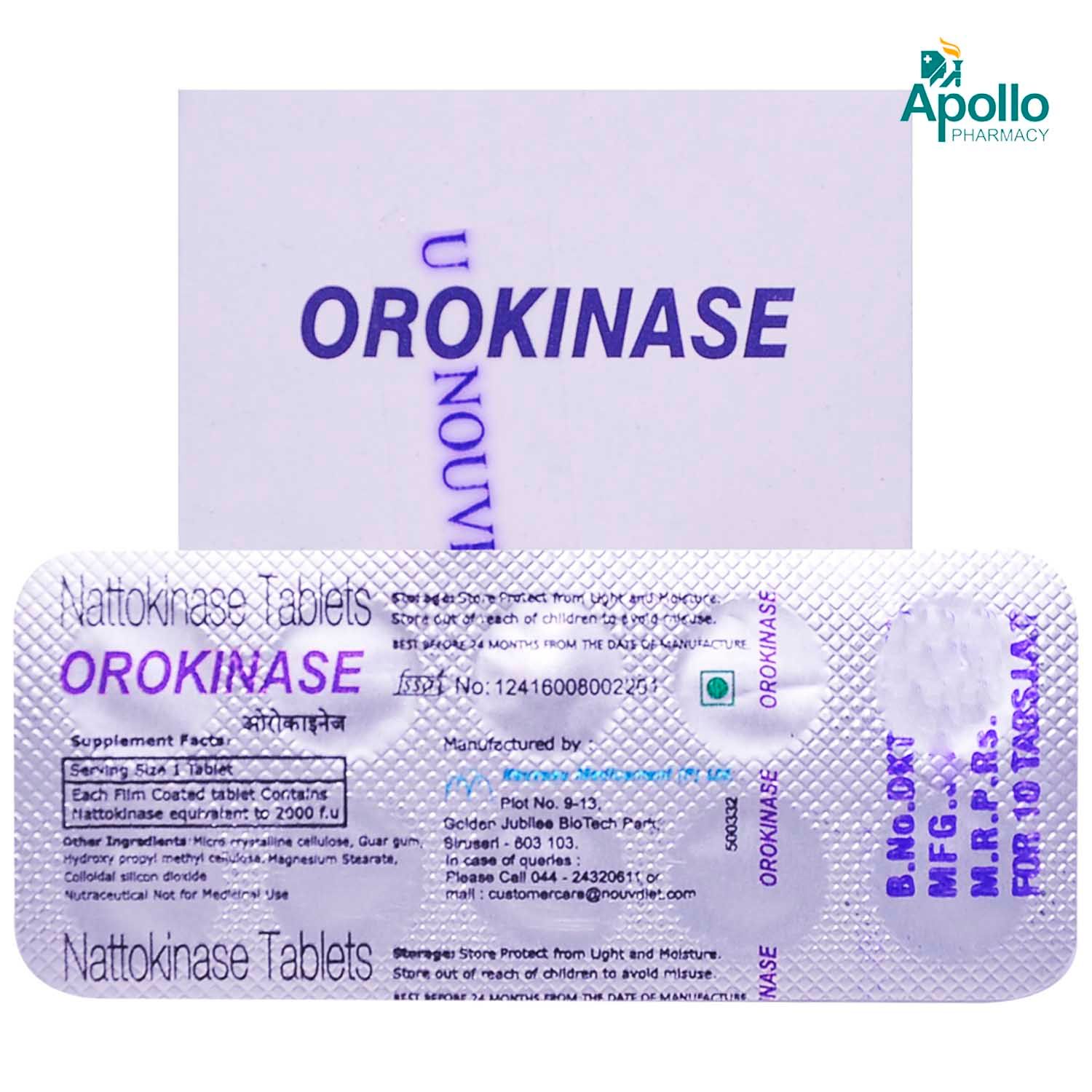 Orokinase Tablet 10's Price, Uses, Side Effects, Composition - Apollo ...