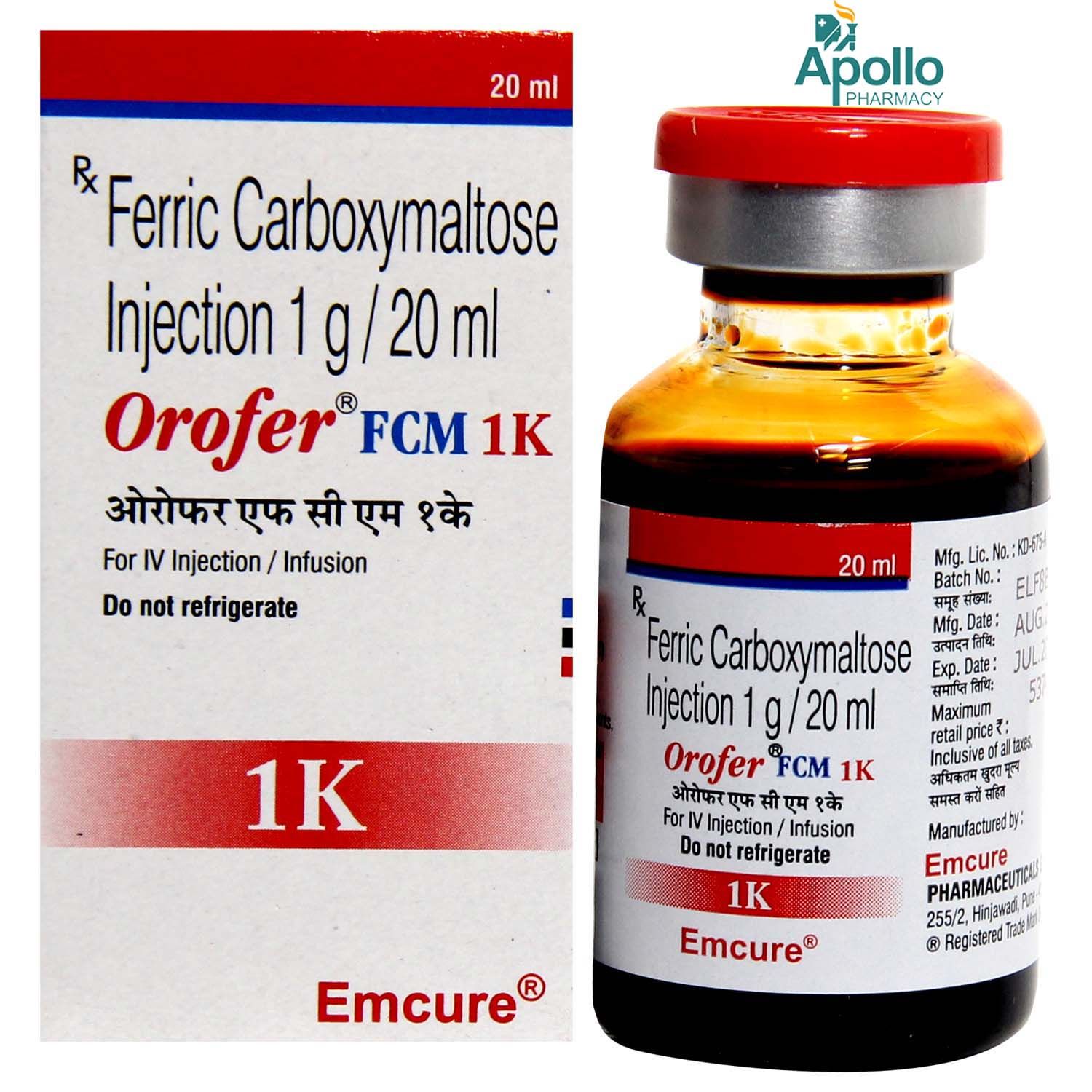 Orofer FCM 1K Injection 20 ml Price, Uses, Side Effects, Composition ...