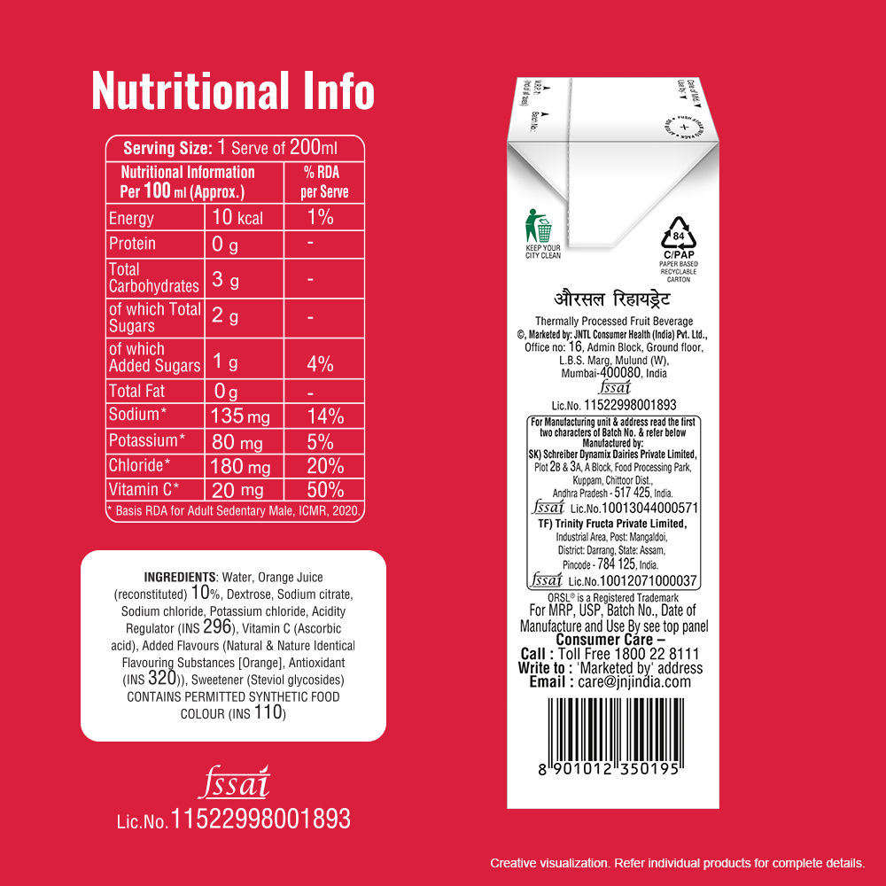 ORSL® Rehydrate Electrolyte Orange Drink, 200 ml Price, Uses, Side ...