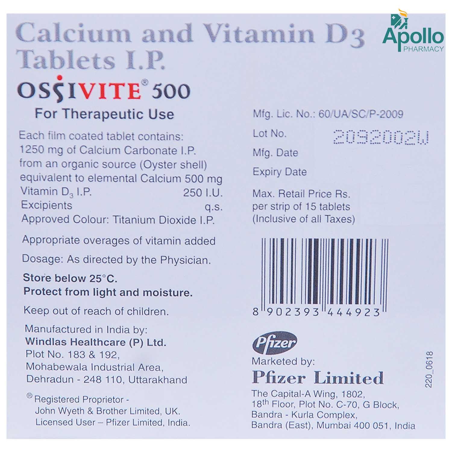 Ossivite 500 Tablet 15's Price, Uses, Side Effects, Composition ...