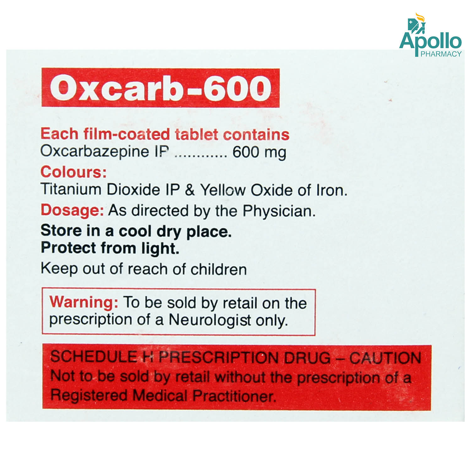 Oxcarb 600 Tablet 10's Price, Uses, Side Effects, Composition - Apollo ...