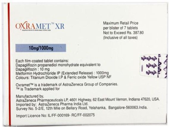 Oxramet XR 10 mg/1000 mg Tablet 7's Price, Uses, Side Effects ...