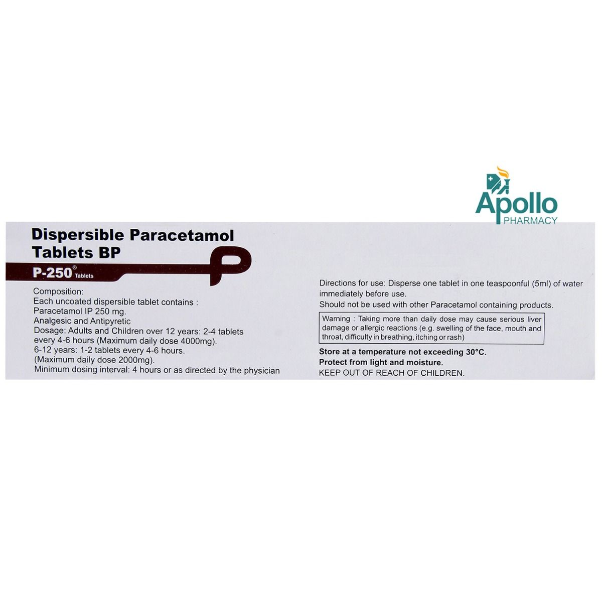 P 250 mg Tablet 10's Price, Uses, Side Effects, Composition - Apollo ...