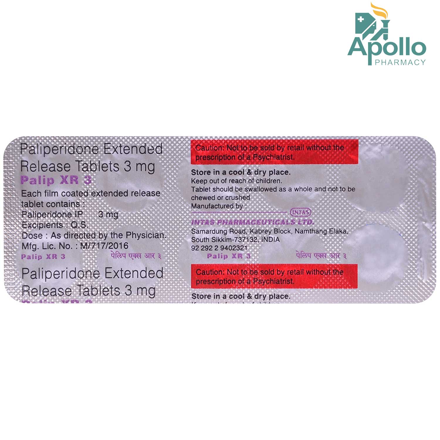 PALIP XR 3MG TABLET Price, Uses, Side Effects, Composition - Apollo ...