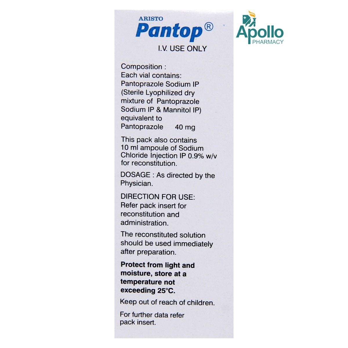 Pantop Injection 1 s Price Uses Side Effects Composition Apollo