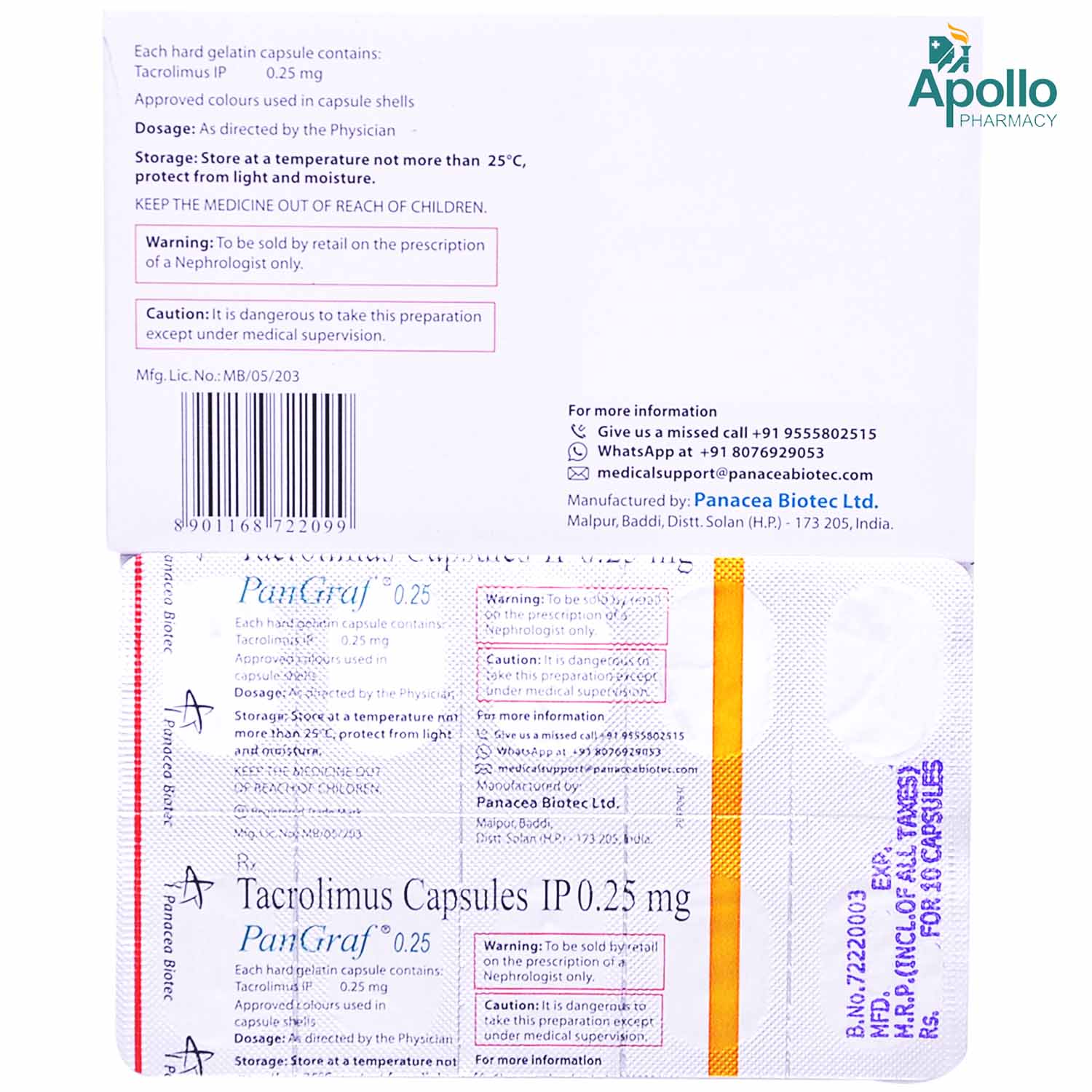 Pangraf 0.25 Capsule 10's Price, Uses, Side Effects, Composition ...