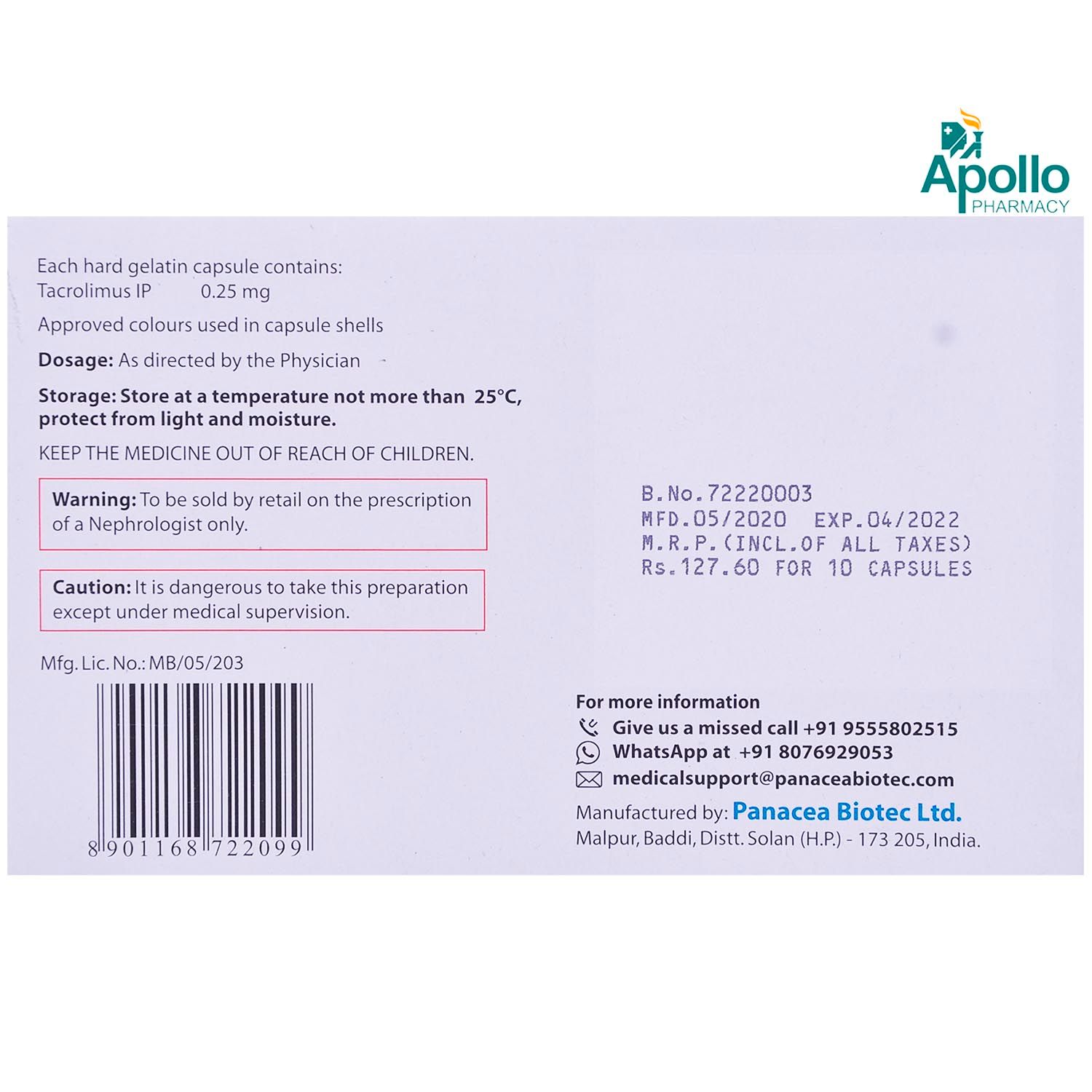 Pangraf 0.25 Capsule 10's Price, Uses, Side Effects, Composition ...