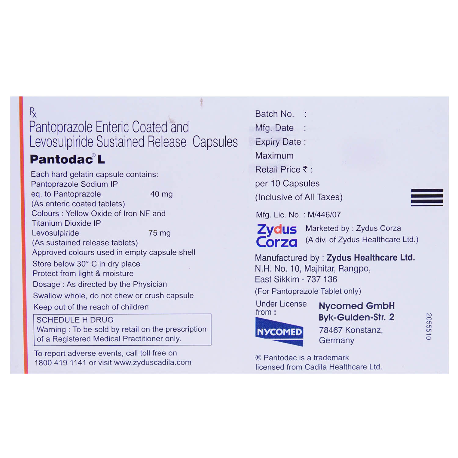 Pantodac L Capsule 10's Price, Uses, Side Effects, Composition - Apollo ...