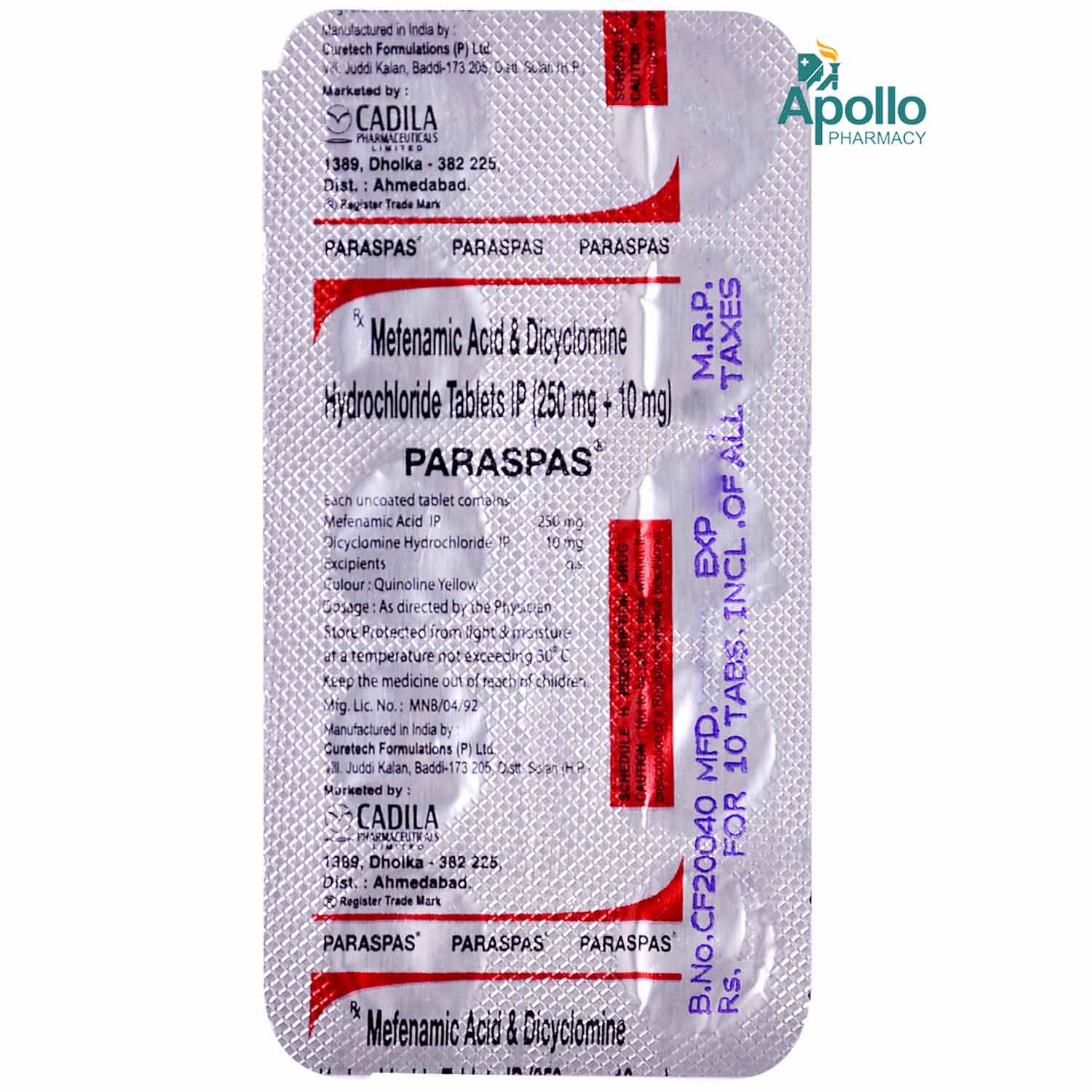 PARASPAS TABLET Price, Uses, Side Effects, Composition - Apollo Pharmacy