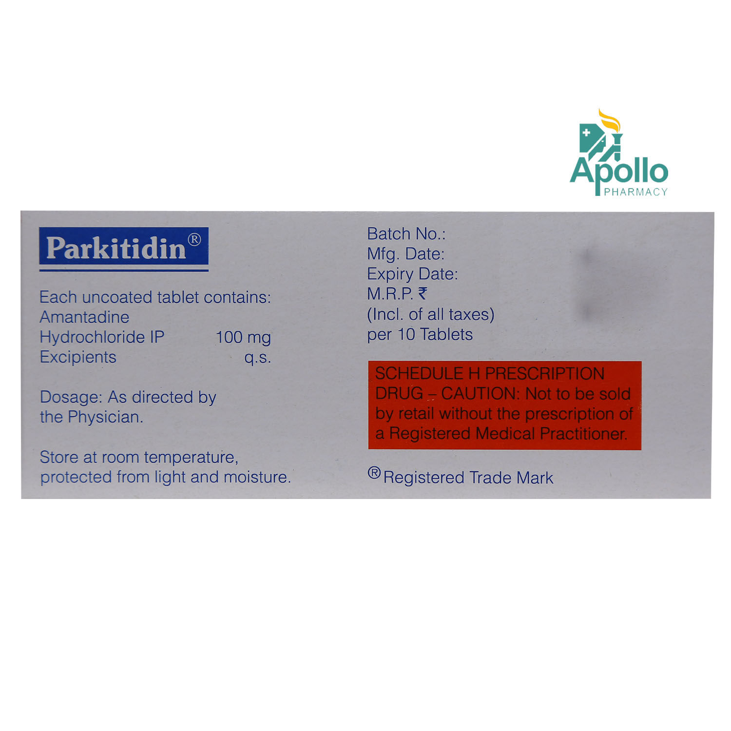 Parkitidin Tablet 10's Price, Uses, Side Effects, Composition - Apollo ...