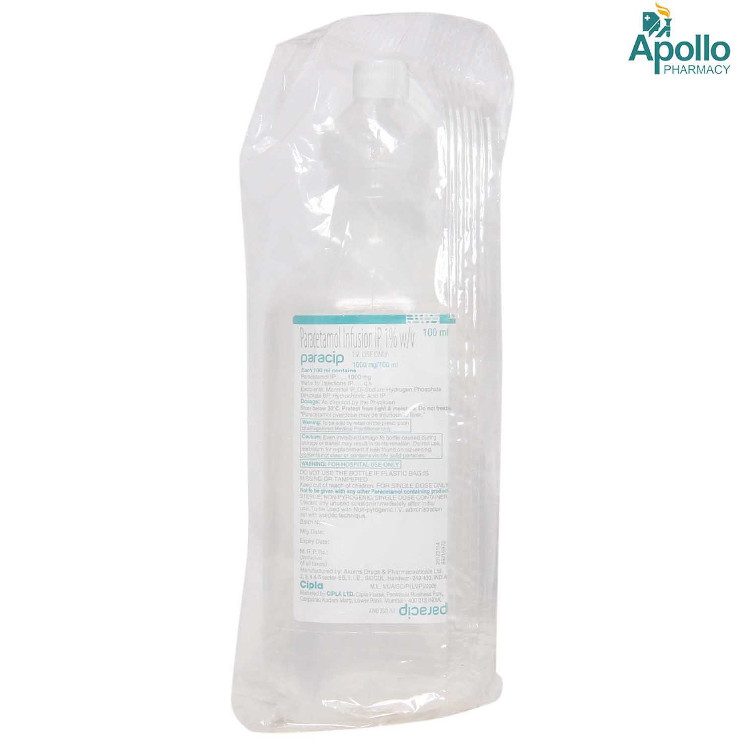 PARACIP IV INJECTION 100ML Price, Uses, Side Effects - Apollo 24|7