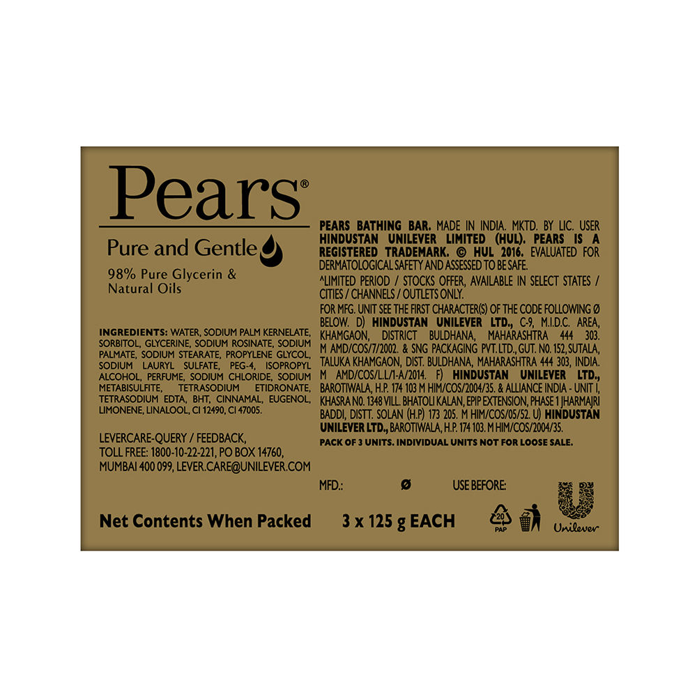 Pears Pure & Gentle Soap, 375 gm (3 x 125 gm) Price, Uses, Side Effects ...