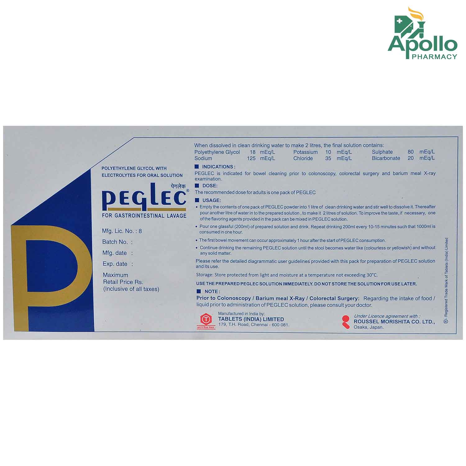 Peglec Powder 137.15 gm Price, Uses, Side Effects, Composition - Apollo ...