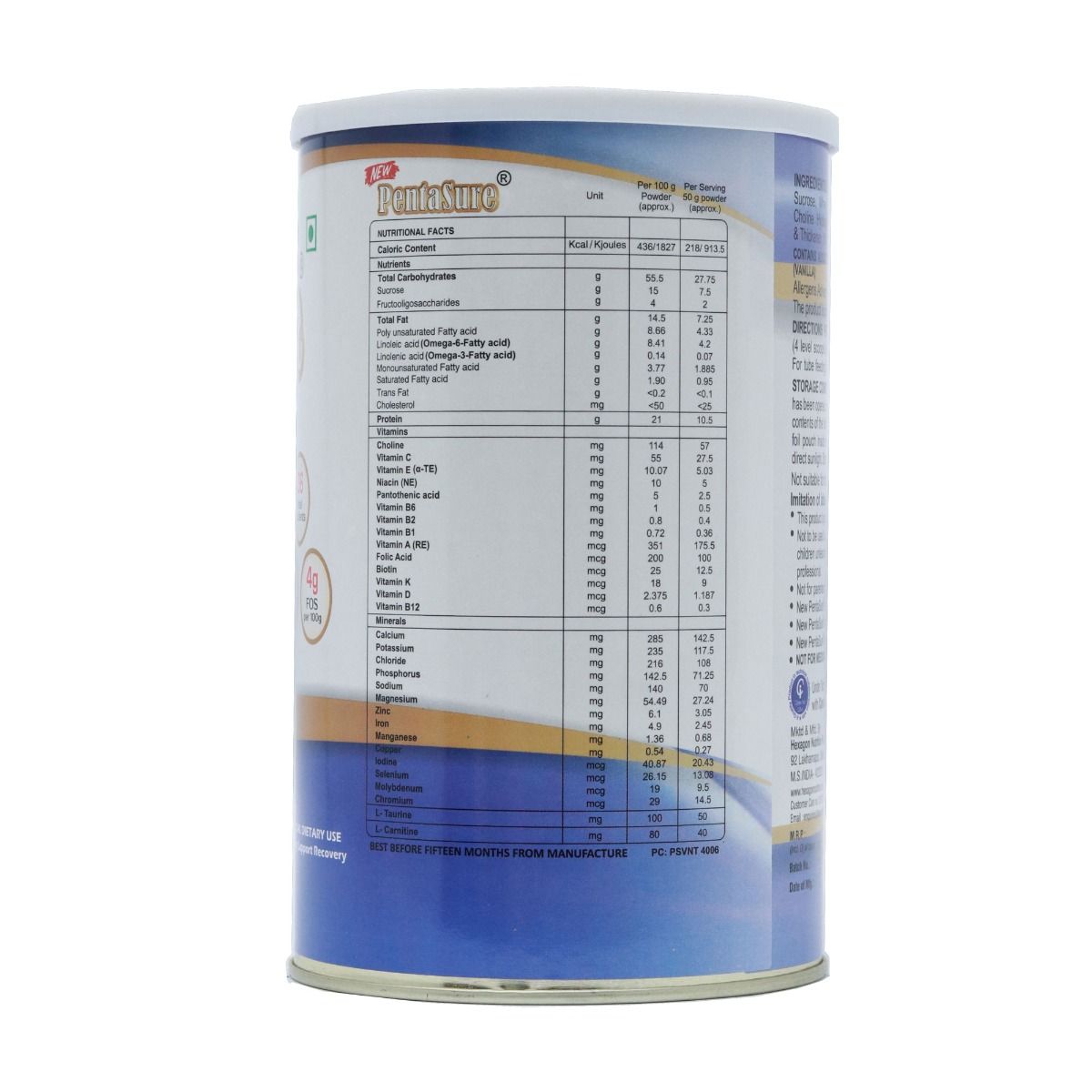 Pentasure Vanilla Flavoured Powder, 400 gm Tin Price, Uses, Side ...