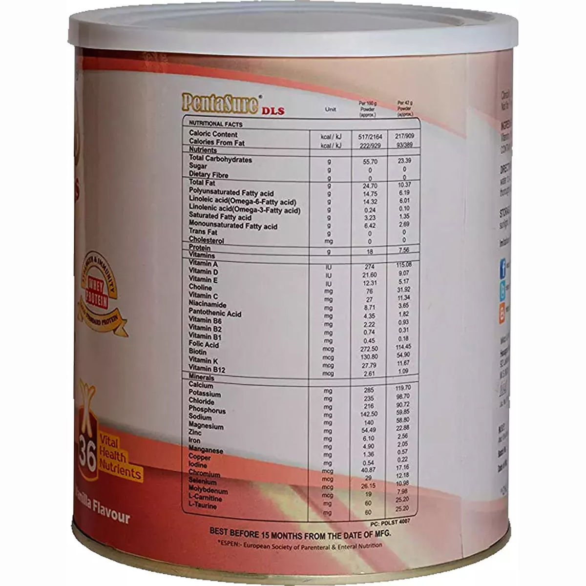 Pentasure DLS Vanilla Flavour Powder, 400 gm Tin Price, Uses, Side ...