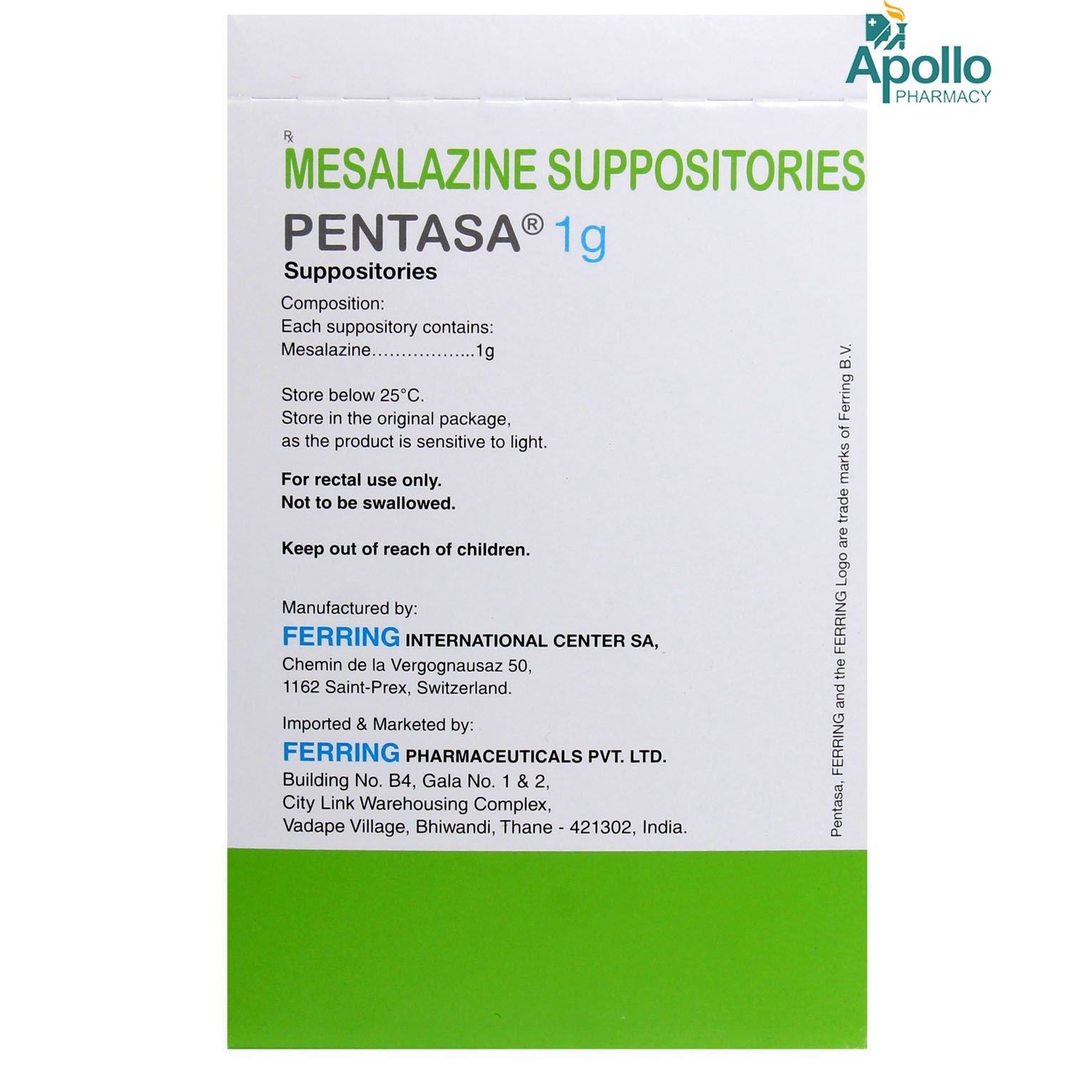Pentasa 1 gm Suppository 7's Price, Uses, Side Effects, Composition ...