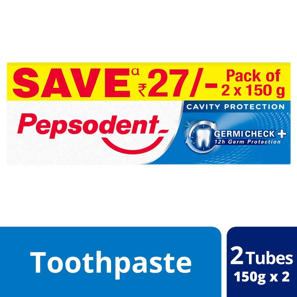 Pepsodent Germi Check + Cavity Protection Toothpaste, 300 gm (2 x 150 ...