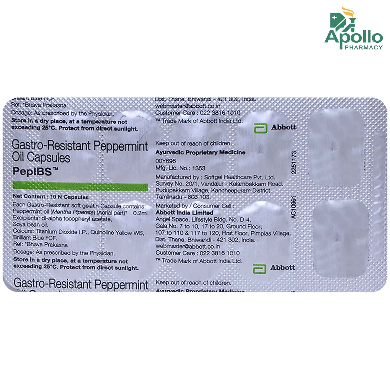 PepIBS Capsule 10's Price, Uses, Side Effects, Composition - Apollo ...
