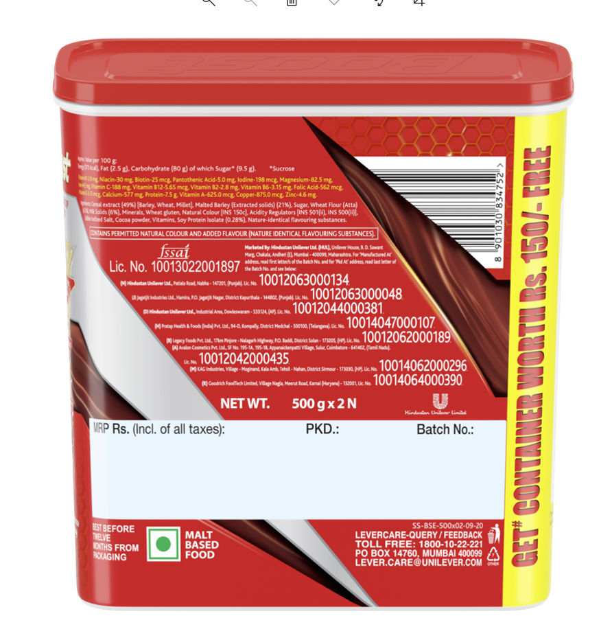 Boost 3X Stamina Powder, 2x500 gm Price, Uses, Side Effects ...