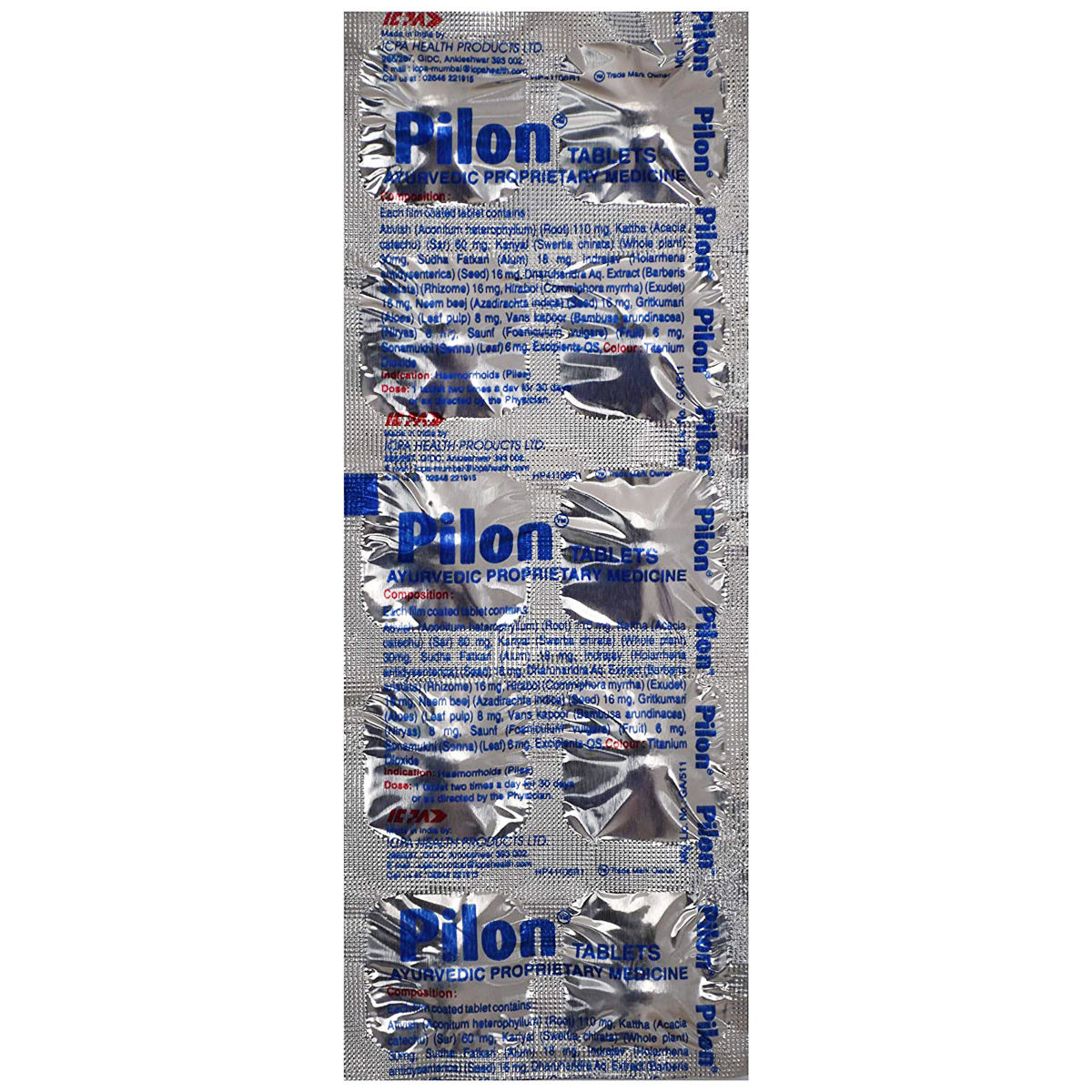 Pilon, 20 (2 x 10) Tablets Price, Uses, Side Effects, Composition ...