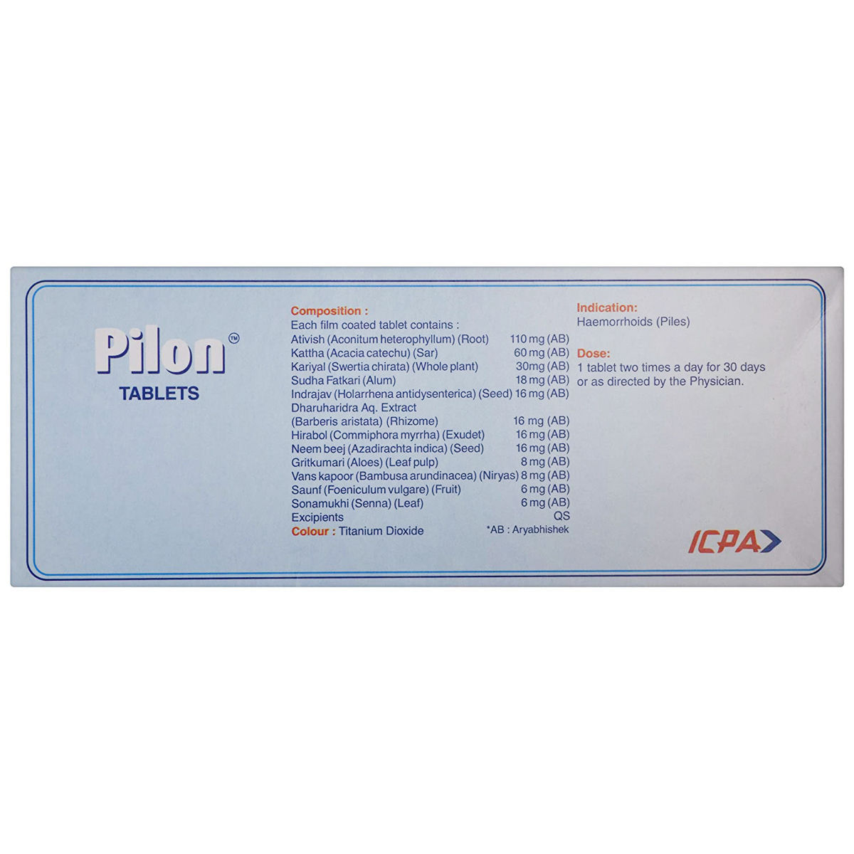 Pilon, 20 (2 x 10) Tablets Price, Uses, Side Effects, Composition ...