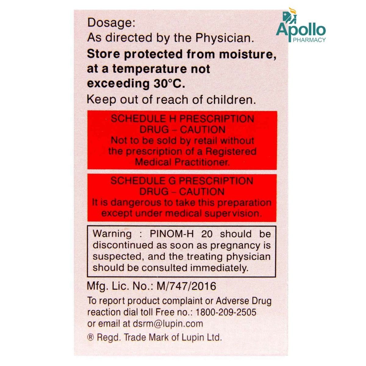 Pinom-H 20 Tablet 15's Price, Uses, Side Effects, Composition - Apollo ...