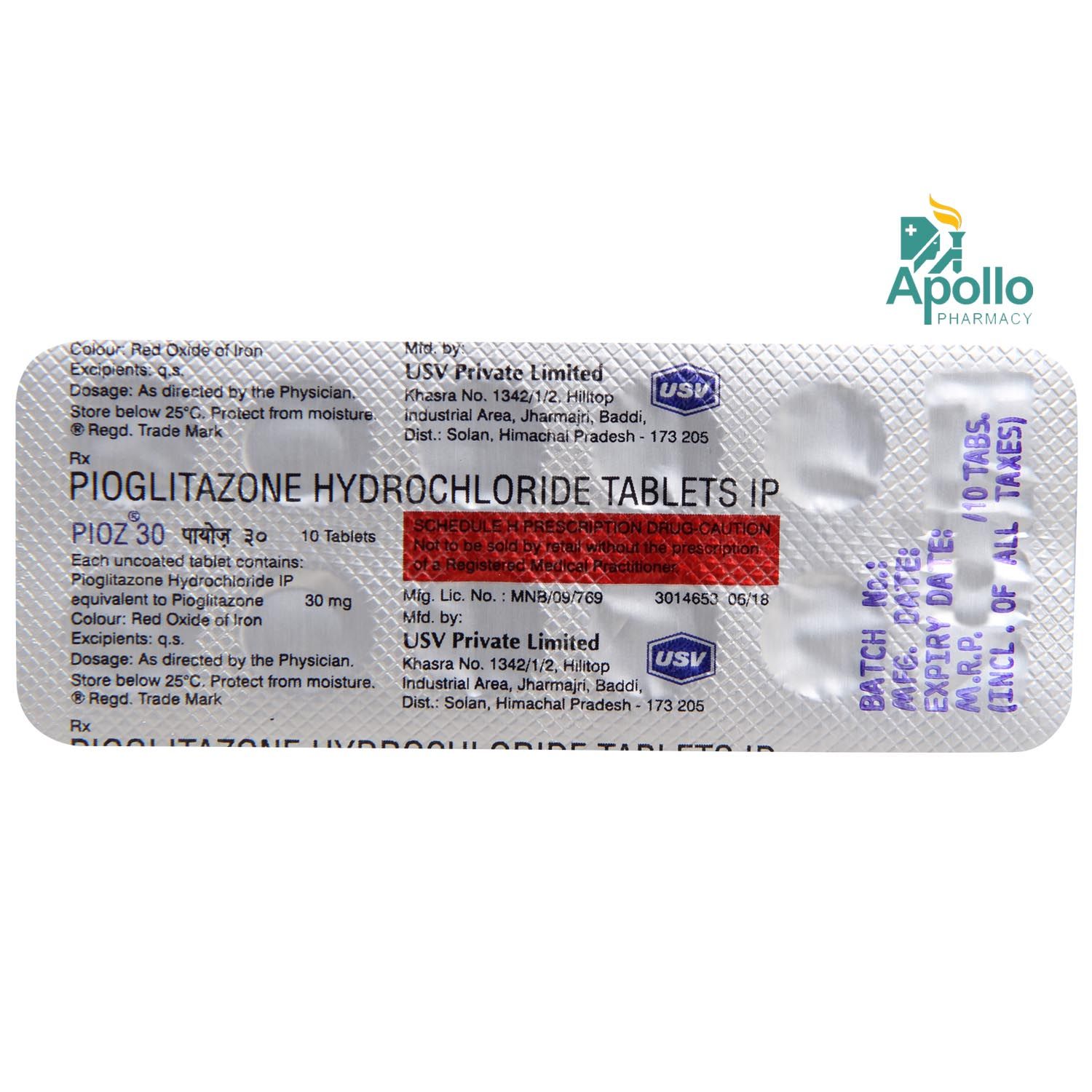 Pioz 30 Tablet 10's Price, Uses, Side Effects, Composition - Apollo ...