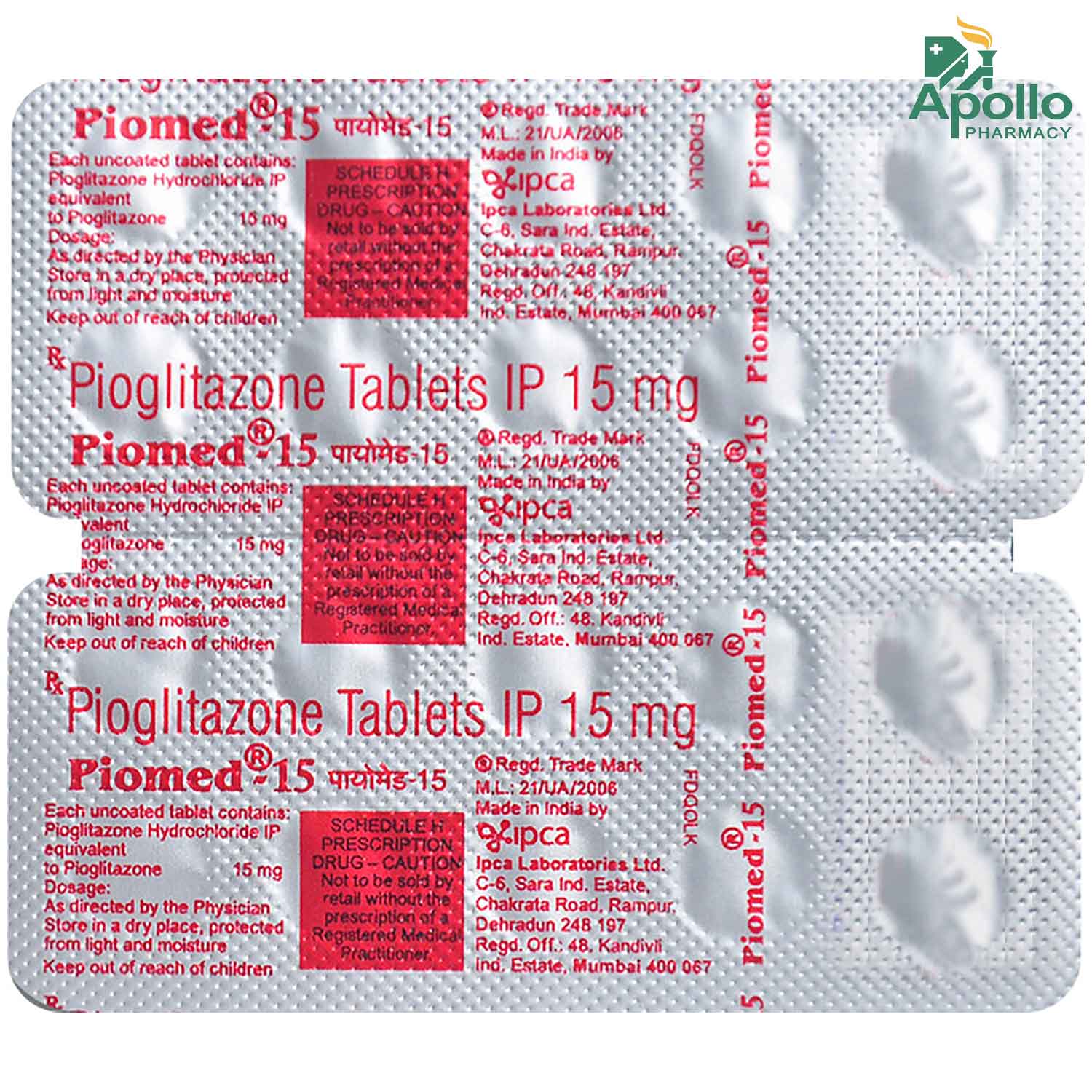 Piomed 15 Tablet 10's Price, Uses, Side Effects, Composition - Apollo ...