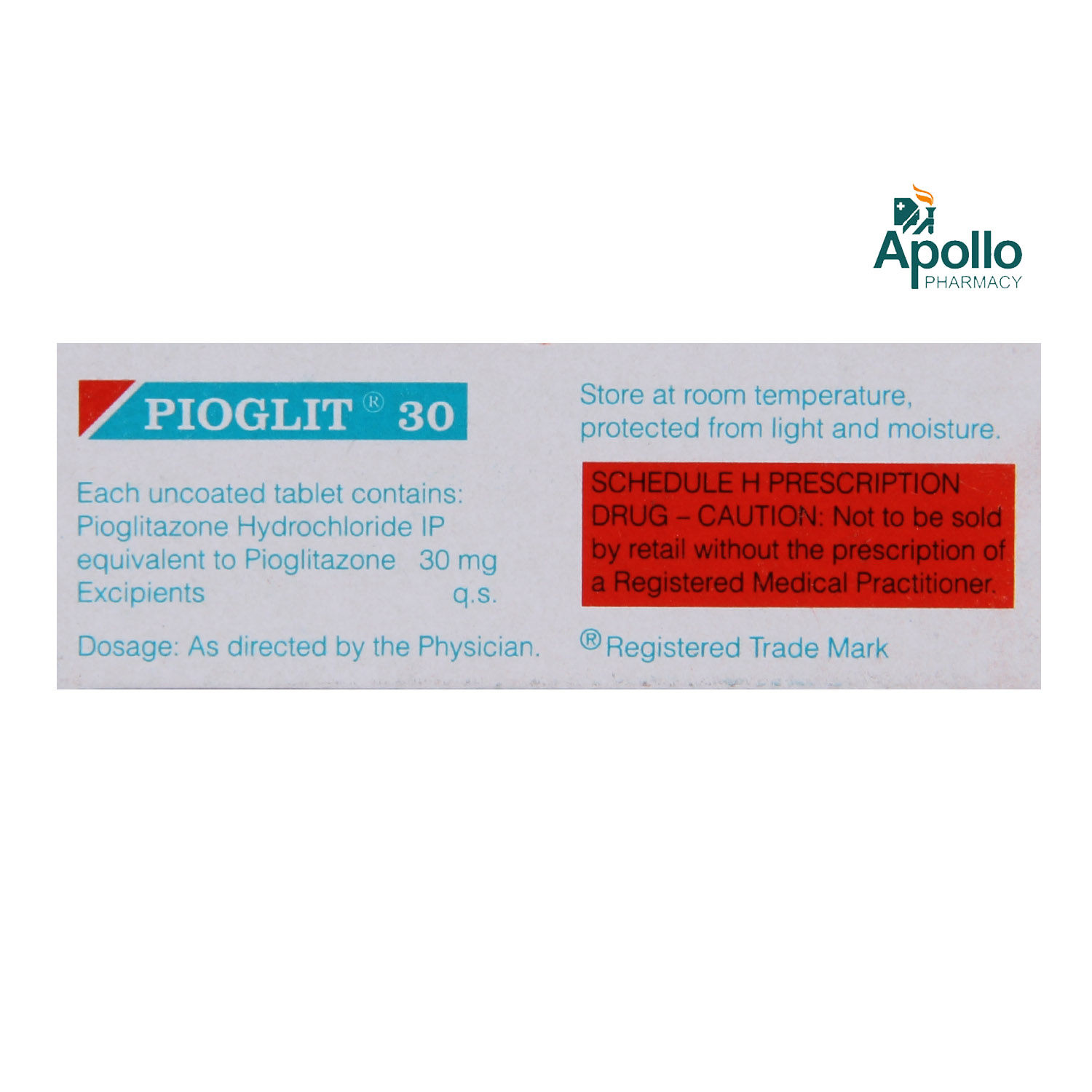 Pioglit 30 Tablet 10's Price, Uses, Side Effects, Composition - Apollo ...