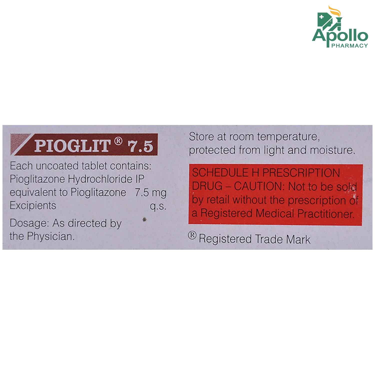 Pioglit 7.5 Tablet 10's Price, Uses, Side Effects, Composition - Apollo ...