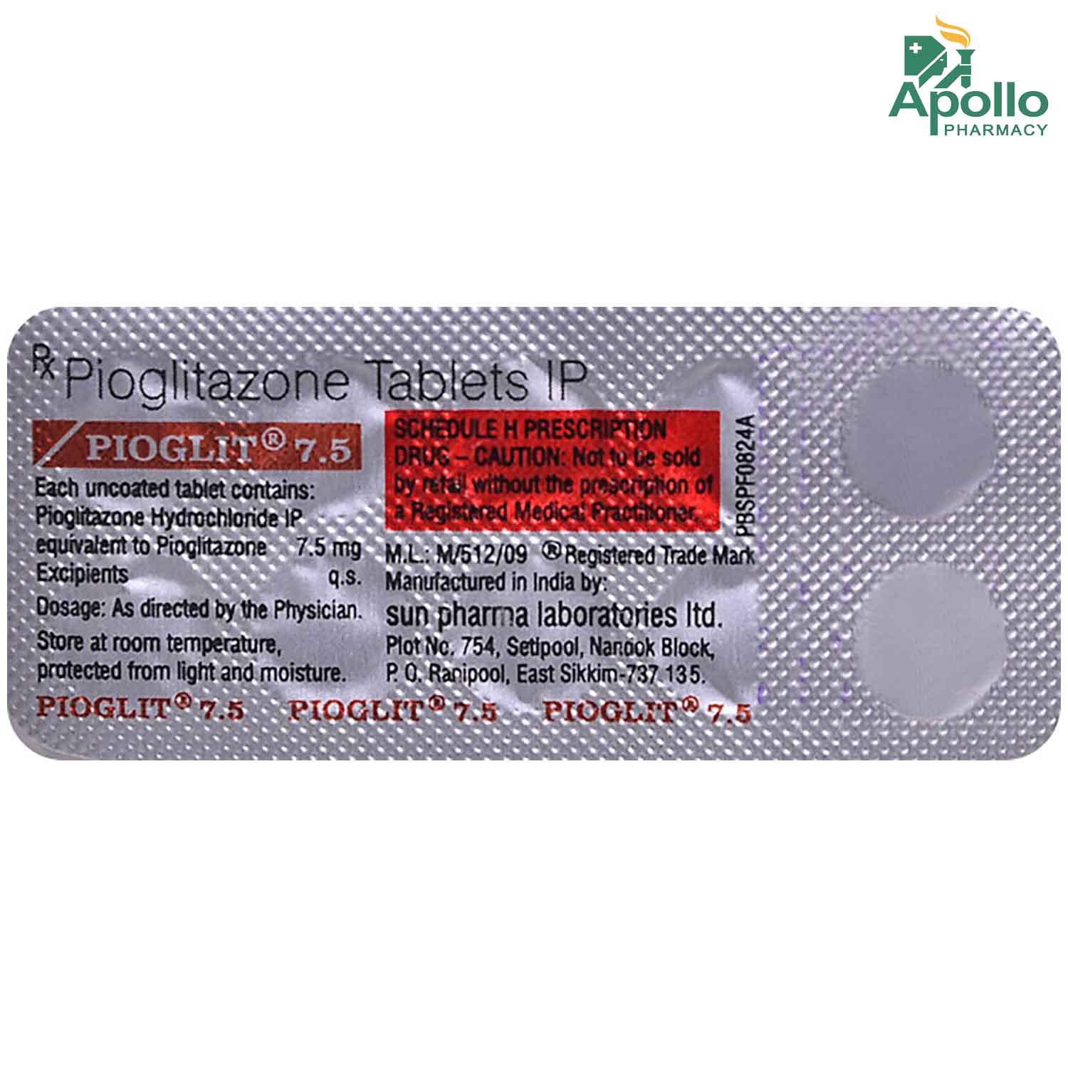 Pioglit 7.5 Tablet 10's Price, Uses, Side Effects, Composition - Apollo ...