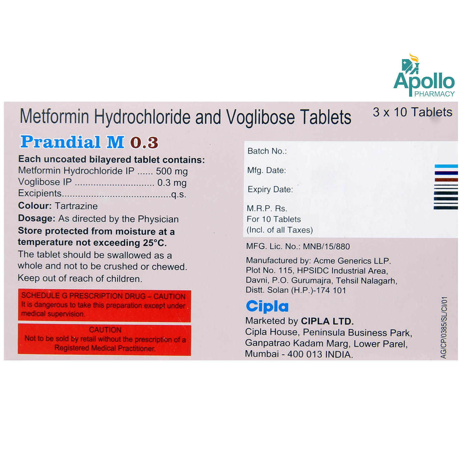 Prandial M 0.3 Tablet 10's Price, Uses, Side Effects, Composition ...