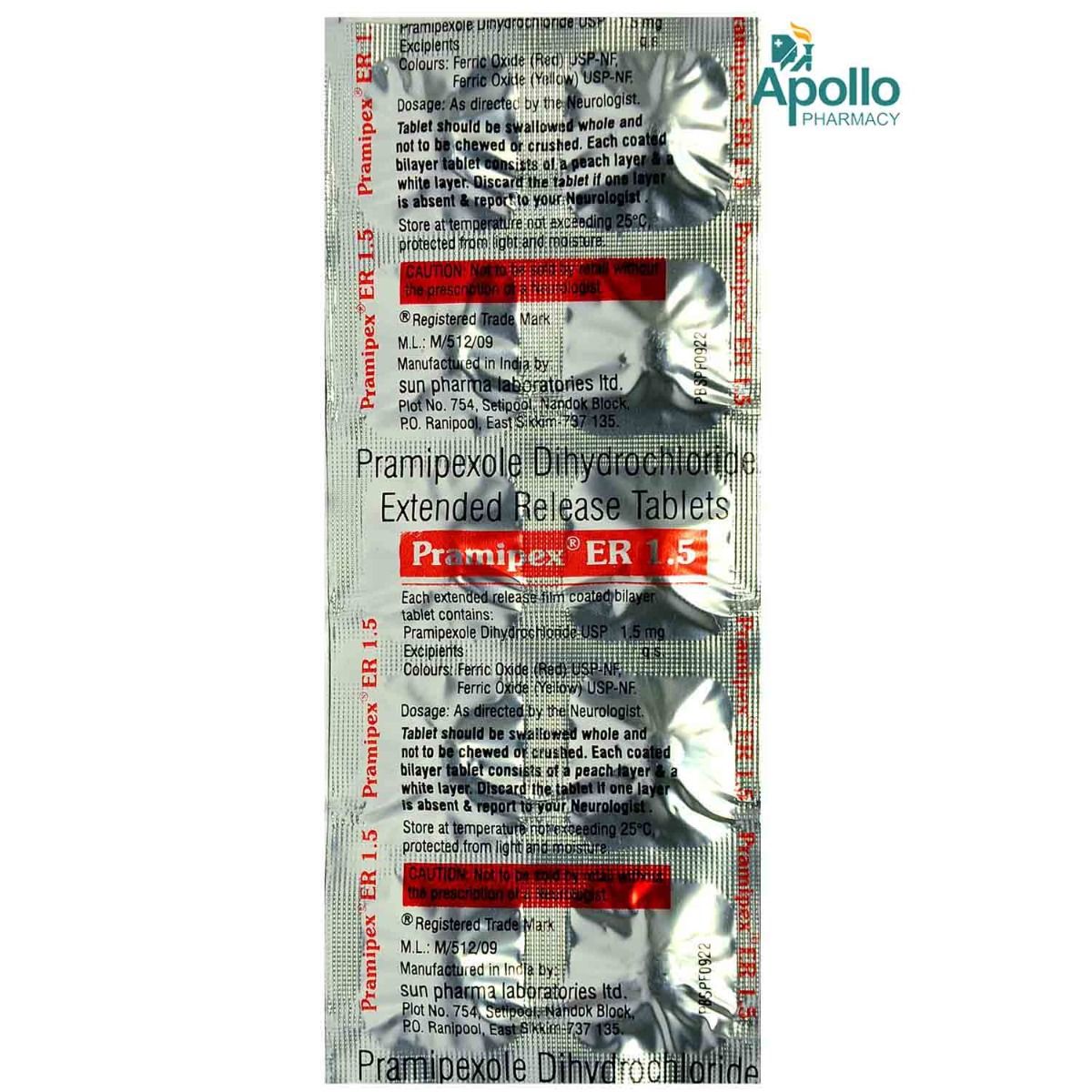 PRAMIPEX ER 1.5MG TABLET Price, Uses, Side Effects, Composition ...