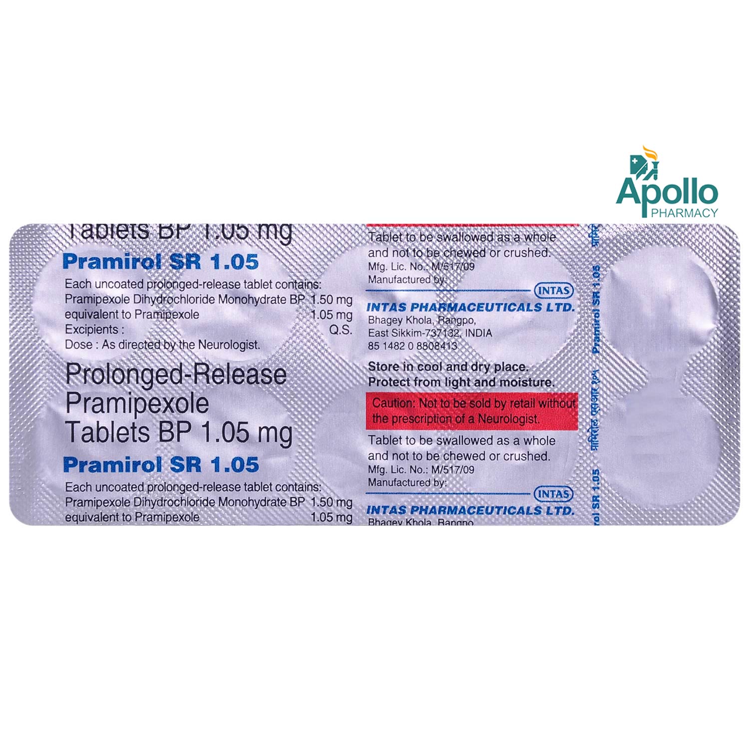 Pramirol SR1.05 Tablet 10's Price, Uses, Side Effects, Composition ...