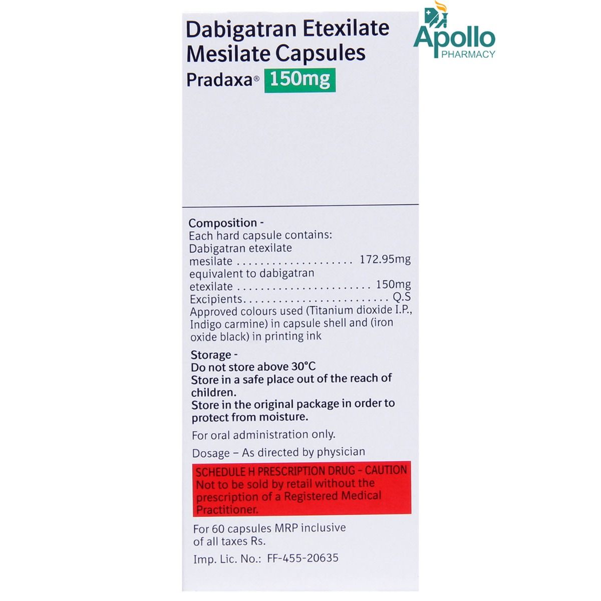 Pradaxa 150 mg Capsule 10's Price, Uses, Side Effects, Composition ...