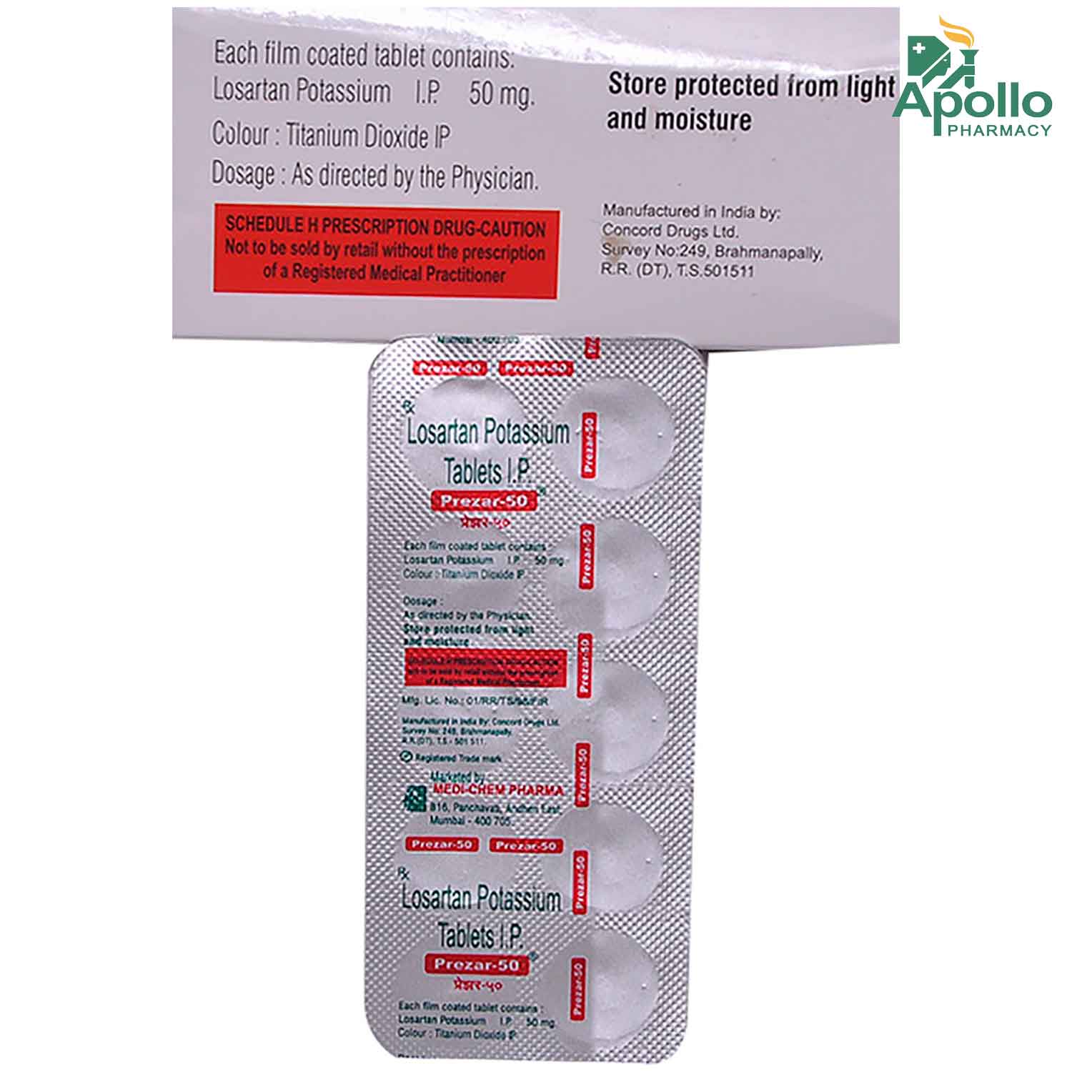 PREZAR 50MG TABLET Price, Uses, Side Effects, Composition - Apollo Pharmacy