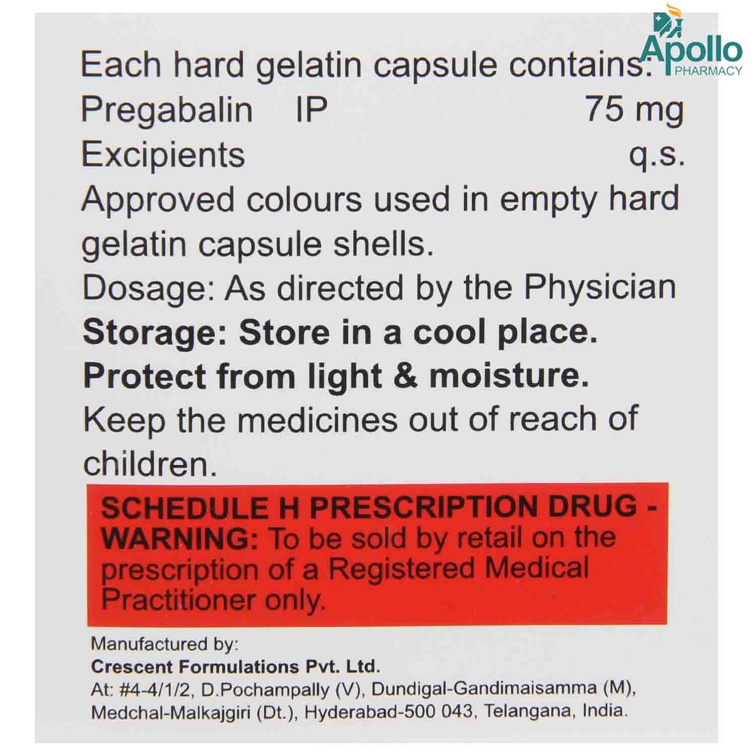 PREGACENT 75MG CAPSULE Price, Uses, Side Effects, Composition - Apollo ...
