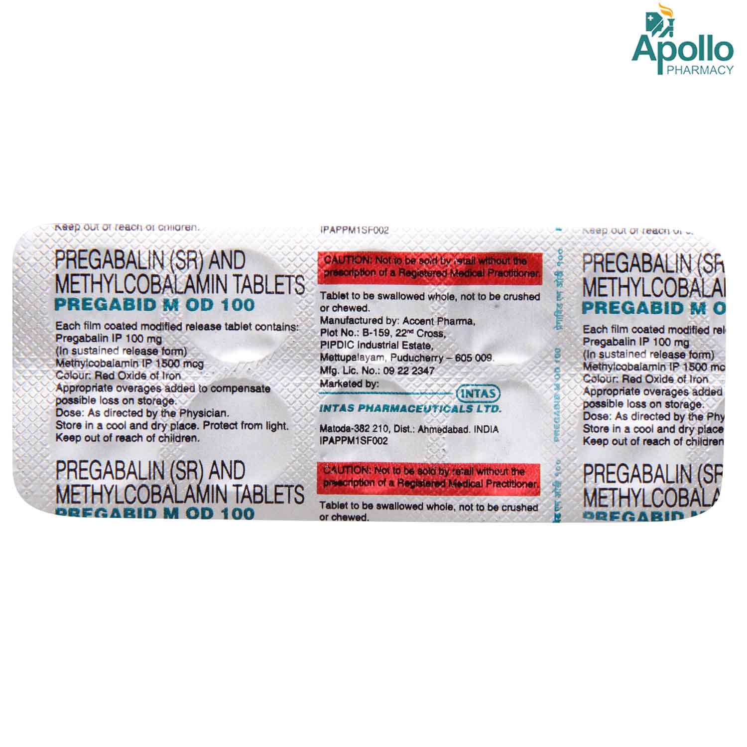 Pregabid M OD 100 Tablet 10's Price, Uses, Side Effects, Composition ...