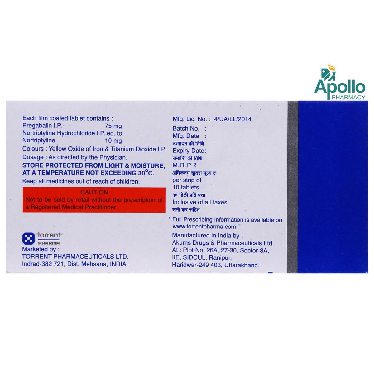 Pregalin NT Tablet 10's Price, Uses, Side Effects, Composition - Apollo ...