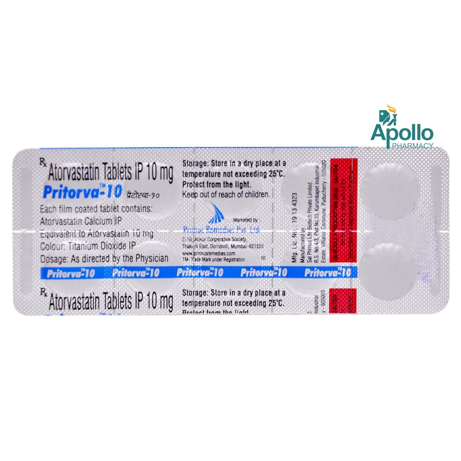 Pritorva-10 Tablet 10's Price, Uses, Side Effects, Composition - Apollo ...