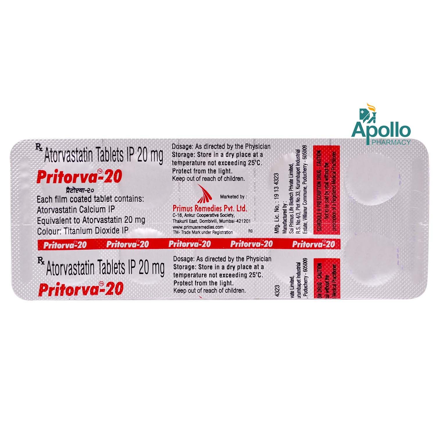 Pritorva 20 Tablet 10's Price, Uses, Side Effects, Composition - Apollo ...