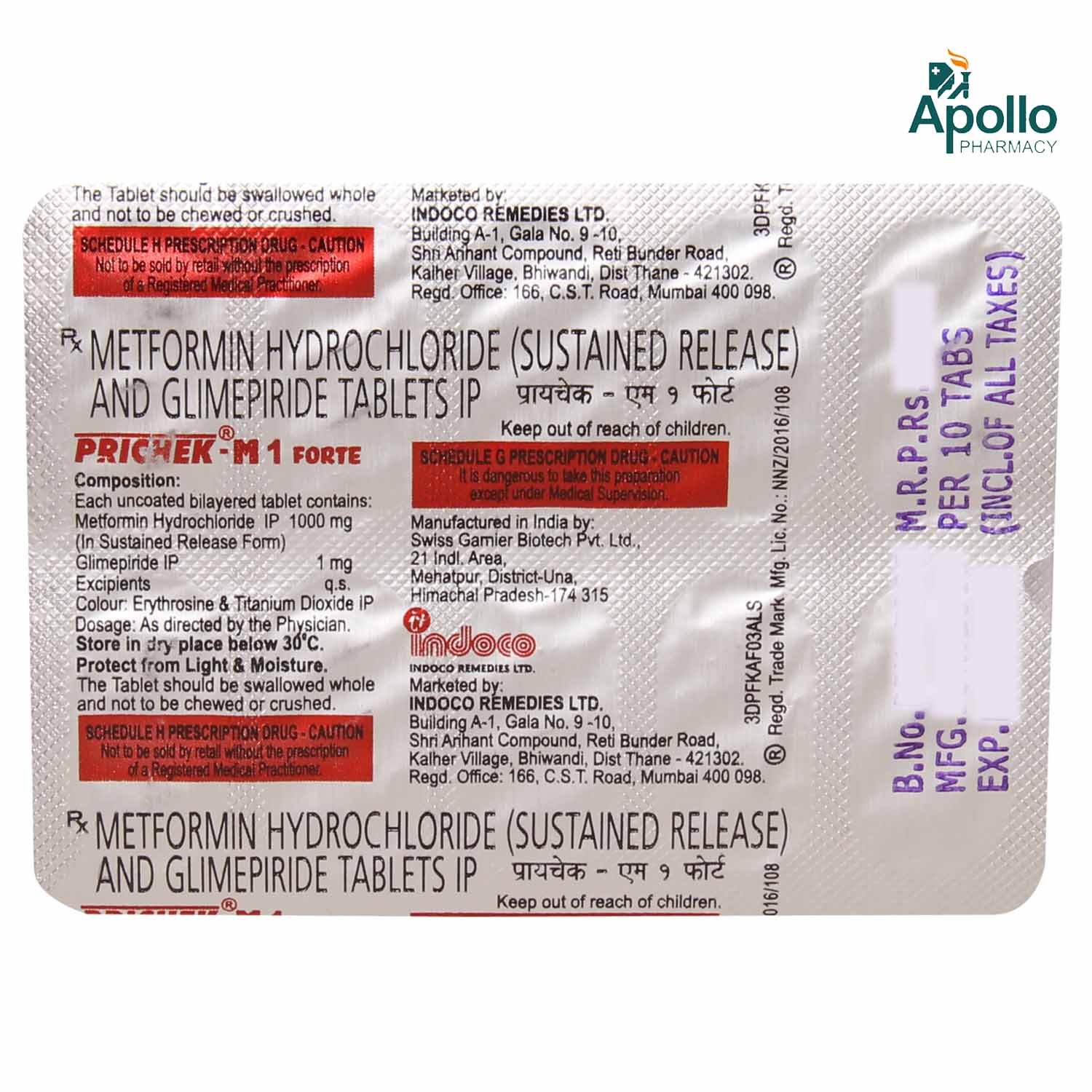 PRICHEK M 1MG FORTE TABLET Price, Uses, Side Effects, Composition ...