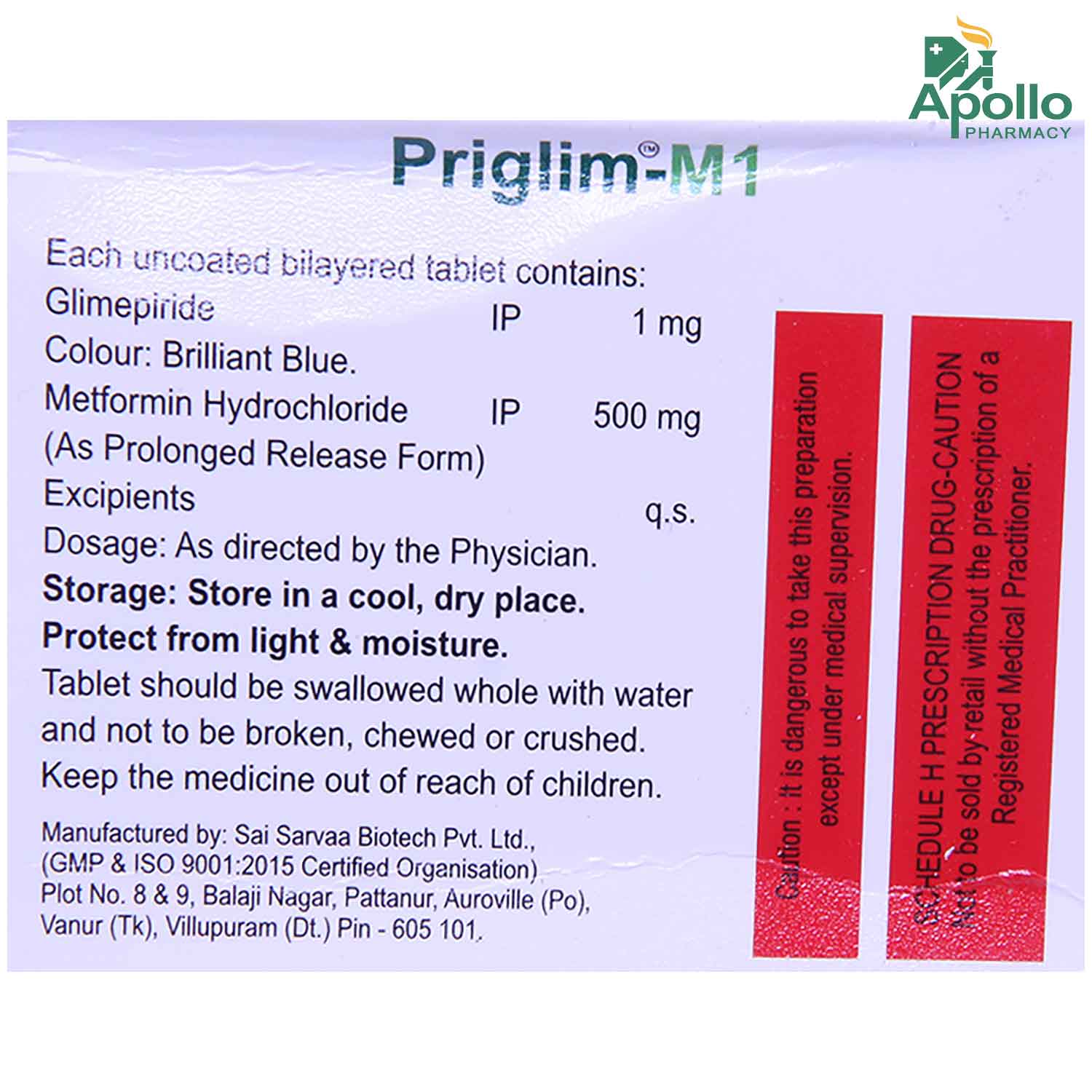 Priglim M1 Tablet 10's Price, Uses, Side Effects, Composition - Apollo ...