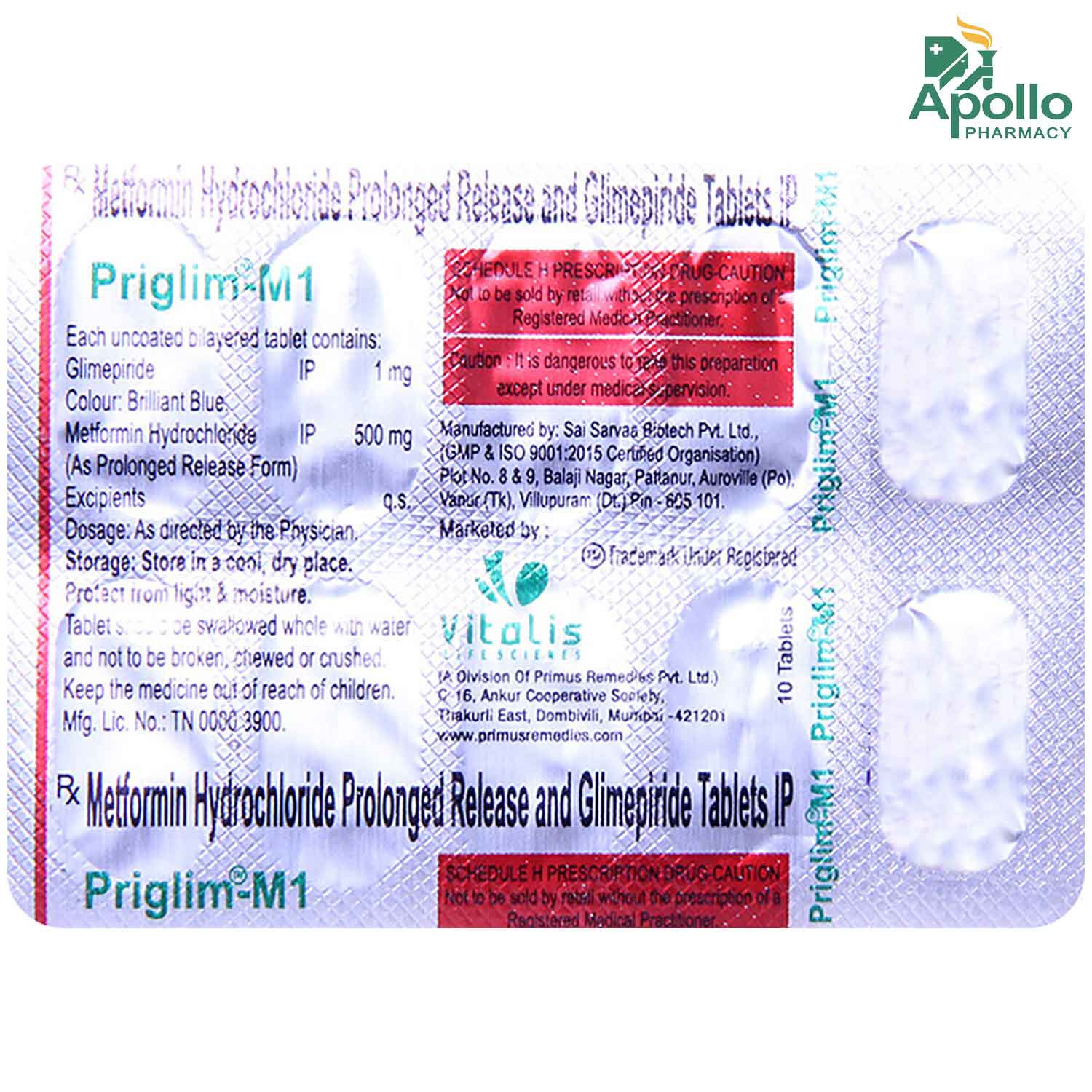 Priglim M1 Tablet 10's Price, Uses, Side Effects, Composition - Apollo ...
