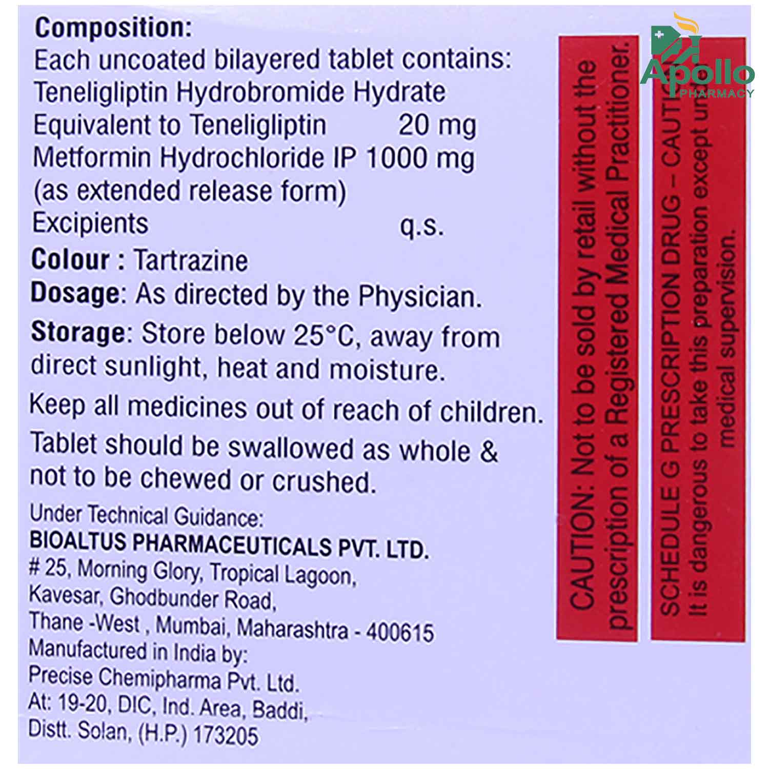 Priglip-M20/1000 Tablet 10's Price, Uses, Side Effects, Composition ...