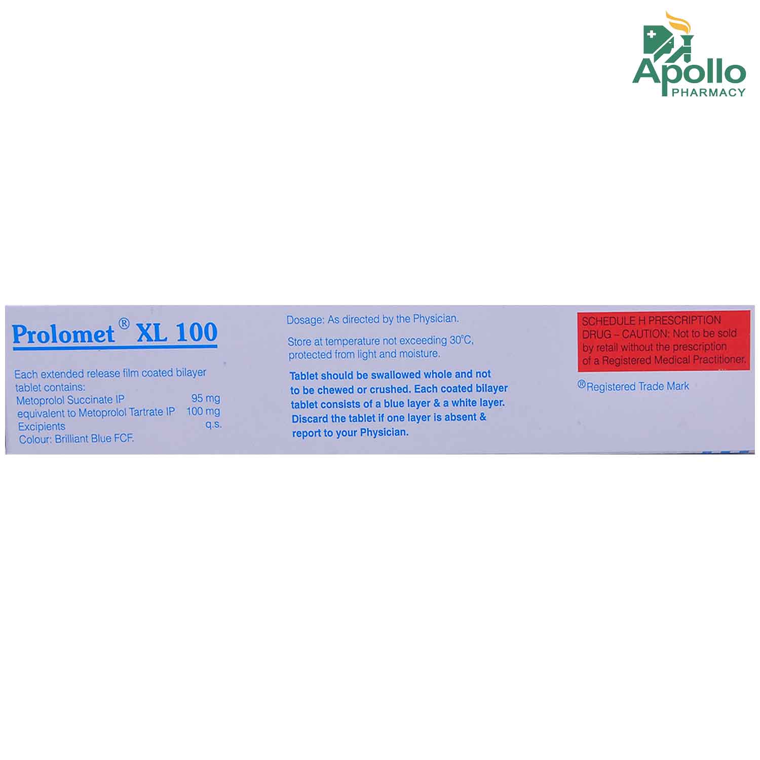 Prolomet XL 100 Tablet 10's Price, Uses, Side Effects, Composition ...